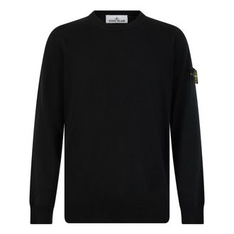 Stone Island Pull &agrave; col rond en laine pure RWS l&eacute;g&egrave;re - Homme - Pulls - Noir - Taille: 2XL