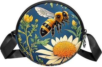 Generic Petit sac &agrave; bandouli&egrave;re rond pour femme, sac &agrave; bandouli&egrave;re r&eacute;glable avec fermeture &eacute;clair, sac &agrave; main rond d&eacute;contract&eacute; pour femmes et filles