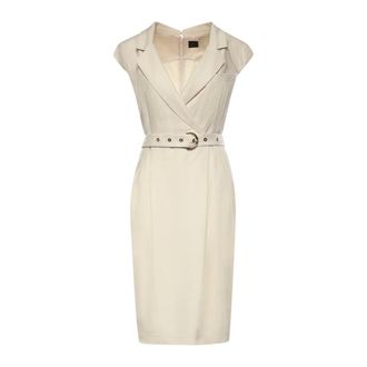 Pinko Pinko, Femme, Robes, Beige, Taille: 40 FR Robe Midi Portefeuille avec Ceinture