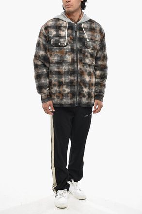 Palm Angels Plaid Overshirt with Hood Palm Angels