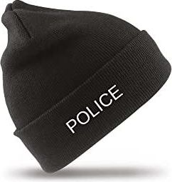 Beechfield Bonnet Noir Bonnet Brodé Police