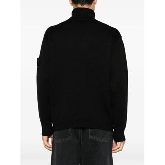 Stone Island Roll Neck Cotton Sweater - Black