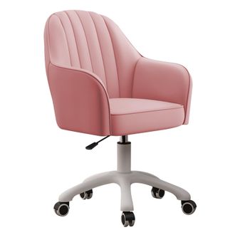 Generic Ergonomischer B&uuml;rostuhl Aus PU-Leder Mit H&ouml;henverstellbaren Armlehnen Und Drehbarem Schreibtischstuhl(Pink)