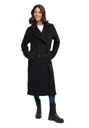 Navahoo Damen &Uuml;bergangsmantel (XS-3XL) - Eleganter Mantel mit Reverkragen, Mantel im Trenchcoat Stil, Warme Jacke Frauen - N052 (XS, Schwarz)