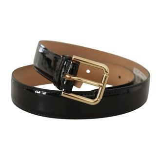 Dolce & Gabbana Femme, Accessoires, Noir, Taille: 80 CM Ceinture en Cuir Noir avec Logo Grav&eacute;