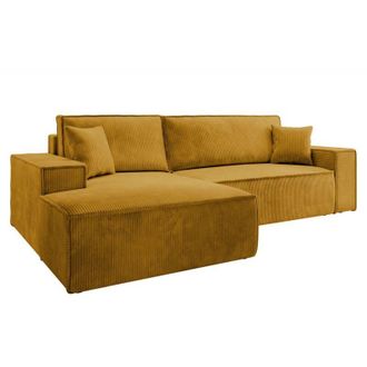 Selsey Selsey Farese - Ecksofa mit Cordbezug, Schlaffunktion und Stauraum, Senfgelb, links