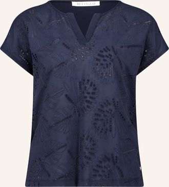 Betty&Co Betty&Co T-Shirt Im Materialmix Mit Lochspitze blau