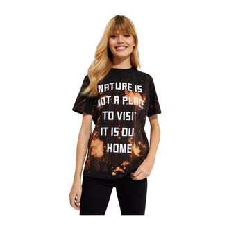 Golden Goose Tie Dye T-shirt mit Bedrucktem Text - - Tops - Damen - Schwarzk - XS