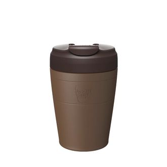 KeepCup Reisebecher f&uuml;r Pendler, isolierter Edelstahl, wiederverwendbar, mit auslaufsicherem Klappdeckel, 340 ml, Schokoladenbraun