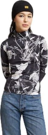 G-Star G-Star Femme Haut Printed Mock Slim, Multicolore (dk black liquid layers D25055-D796-H014), S