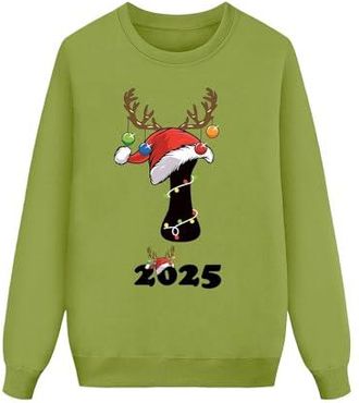 Generic Sweat-shirt de Noël assorti pour la famille, tenues familiales de Noël, motif de lettre de renne 2025, chapeau de Père Noël, chapeau de Père Noël, fan