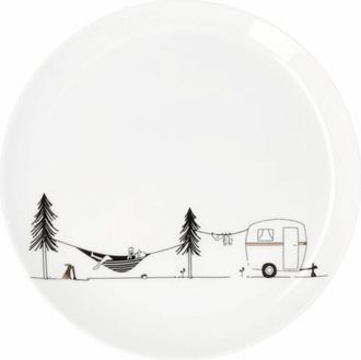 R&auml;der Geschenkteller Camping aus Porzellan - Mit Decal & Camping-Motiven