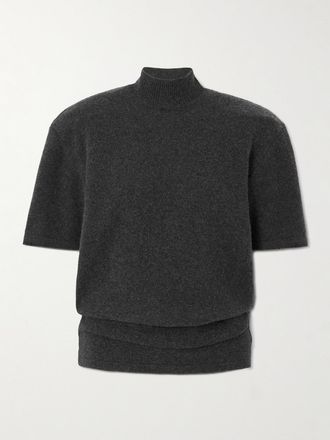 Jacquemus Pull À Col Montant En Laine Et Cachemire Mélangés La Maille Castagna - Gris