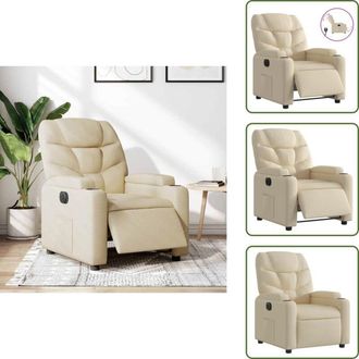 vidaXL Relaxsessel Elektrisch Creme Stoff - Fernsehsessel - Elektrischer Sessel - Relaxsessel - Bequeme Lounge - R&uuml;ckenlehne Verstellbar