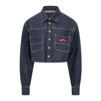 Dsquared2 Femme, Blouses et Chemises, Bleu, Taille: 36 FR Cropped Denim Shirt