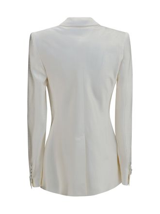 Tom Ford Womens Blazer Double-Breasted Satin Off White Viscose Jacket