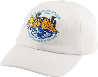 Casablanca Homme, Accessoires, Blanc, Taille: ONE Size White Oasis Embroidered Cotton Cap