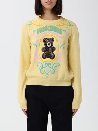 Moschino Rundhalspullover aus reiner Merinowolle mit Teddy-Bear-Jacquard-Logo