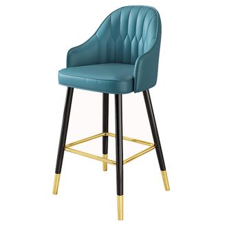 Generic Barhocker in Tresenh&ouml;he, Barhocker im Mid-Century-Stil mit R&uuml;ckenlehne und Bezug aus PU-Leder, Barhocker f&uuml;r das Wohnzimmer