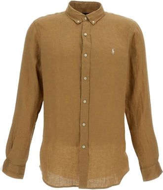 Polo Ralph Lauren Homme, Chemises, Beige, Taille: XL Linen Shirt