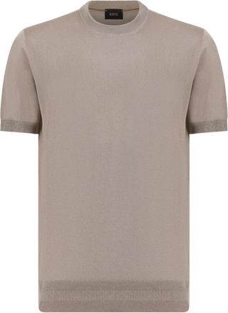 HUGO BOSS Homme, Pulls, Beige, Taille: XL T-shirt en maille &agrave; manches courtes