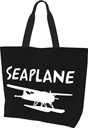AOOEDM Sac &agrave; provisions r&eacute;utilisable en toile pour femme Seaplane