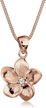 Elli Halsketten - Halskette Frangipani Blüte Diamant (0.03 ct) 925 S - Gr. unisize - in Weiß - für Damen