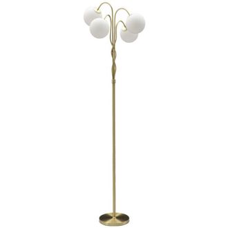 Paris Prix Lampadaire Design 4 Sph&egrave;res Glamy 176cm Blanc & Or