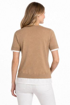 YaYa T-Shirt Strickoberteil mit Doppelsaum