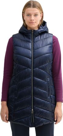 Tom Tailor Damen 1043579 Plussize Lange Steppweste mit Kapuze, 10668-Sky Captain Blue, 44