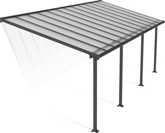 Palram Canopia Olympia Terrassenüberdachung 3x7 - Gestell aus Alumiuium & 16 mm Polycarbonat - Terrassendach Für den Ganzjährigen Gebrauch Geeignet, Grau, 73