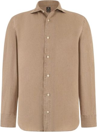 Boggi Milano Homme, Chemises, Beige, Taille: S Chemise en lin coupe r&eacute;guli&egrave;re