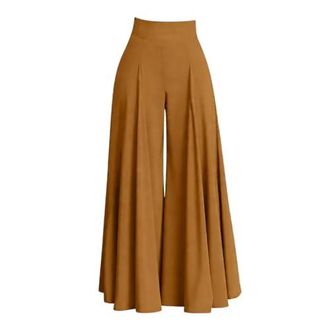Generic Printemps Femmes Couleur unie Taille Haute Jambe Large Pantalon Mince D&eacute;contract&eacute;, marron, XXL Grande taille