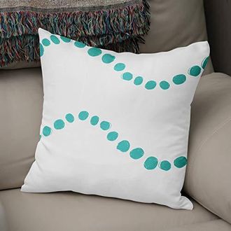 Bonamaison Le Jardin du Lin Kissen Zierkissenbezug Kissenbezug, Türkis & Weiß Dekoration, Weich Bequem, Für Zuhause Autos Büro Sofa Wohnzimmer Couch Schlafzimmer