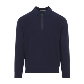 Canali Zip Polo - - Tops - Herren - Blau - L