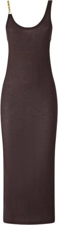 Pinko Pinko, Femme, Robes, Brun, Taille: 38 FR Robe Midi Ajust&eacute;e avec Bretelle Bijou