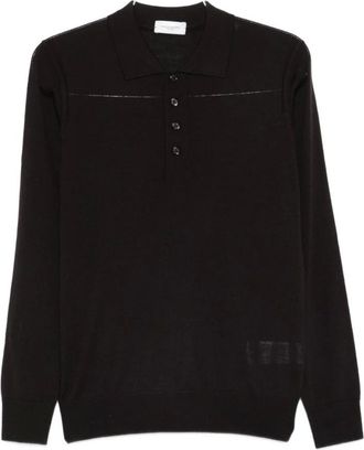 Paolo Pecora Homme, Tops, Violet, Taille: M Polo à Manches Longues Bordeaux