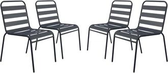 Habitat et Jardin Lot de 4 chaises de Jardin en m&eacute;tal empilables Bilbao - Gris