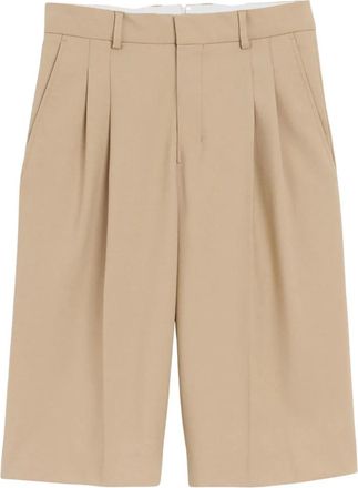 Ami Femme, Shorts, Beige, Taille: 36 FR New Wool Low Waist Wide Bermuda Shorts