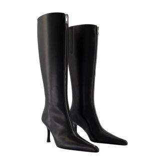 Alexander Wang Womens Vera Knee-High Boot Black Calfskin Heels
