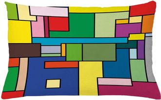 Abakuhaus Kunst Kissenbezug, Vivid Mondrian Squares, Wasser und Schmutz resistent Stoff Digital Druck F&uuml;r den Innen oder Au&szlig;en Bereich, 65 x 40 cm, Gr&uuml;n Blau