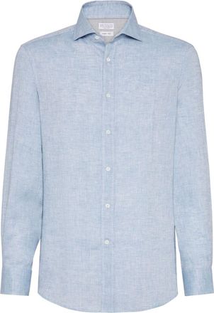 Brunello Cucinelli chemise en lin - Bleu