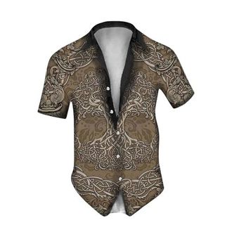 Generic Chemise viking funky &agrave; manches courtes classique pour homme avec motif respirant et confortable pour l&eacute;t&eacute; et la plage, a4, 5XL