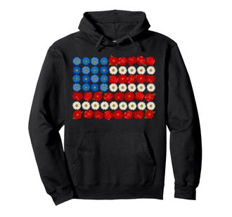 Trendy Apparel United States of America USA Floral Flag Pullover Hoodie