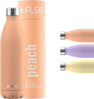 FLSK Trinkflasche - Premium Edelstahl Thermosflasche - 100 % auslaufsicher & kohlens&auml;uregeeignet - h&auml;lt 24 h kalt & 18 h hei&szlig; - BPA-frei (peach, 750 ml)