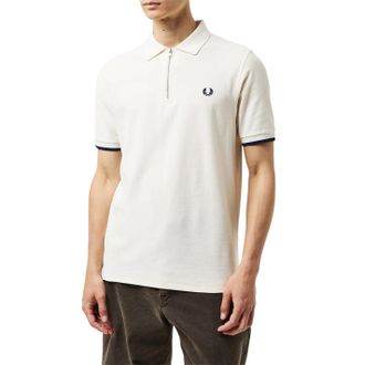 Fred Perry Poloshirt f&uuml;r Herren, Rei&szlig;verschluss (Ecru/Schwarz)