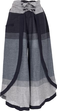 Guru Shop Palazzohose, Boho Hosenrock, Orienthose, Sommerhose - Schwarz/grau, Damen, Baumwolle, Size:XL