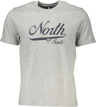 North Sails Graues Baumwoll Logo Print T-Shirt - - Tops - Herren - Grau - XL