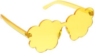IFUNDOM Lunettes de Soleil sans Monture Jaunes de Nuage, Verres PC &agrave; Fleurs, Design Fun pour Femmes, Accessoires L&eacute;gers pour F&ecirc;te et Plein Air, Lunettes Solei