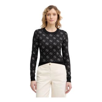 Guess Rhinestone 4G Pullover - - Knitwear - Damen - Schwarzk - XL